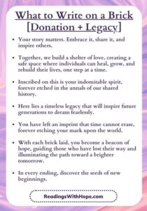 What to Write on a Brick [Donation + Legacy]