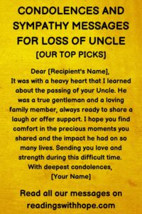 40 Condolence and Sympathy Messages for Loss of Uncle